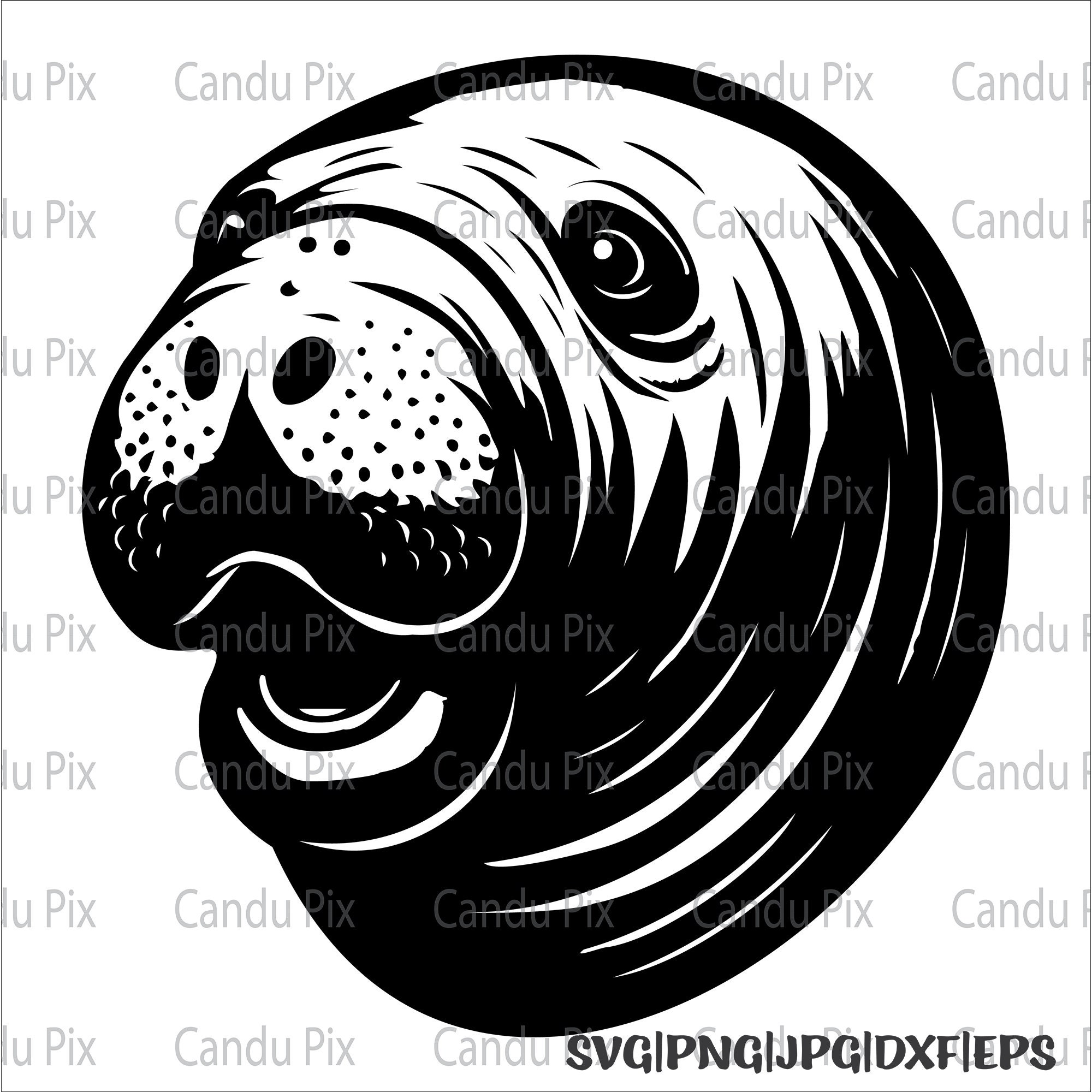 Happy Manatee Svg, Head Svg, Happy Manatee Png, Head Png, Svg Png Dxf ...