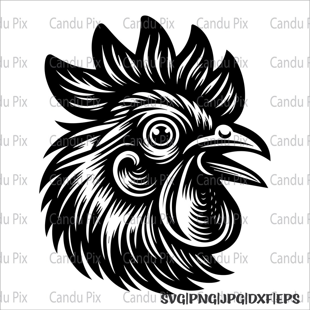Happy Rooster Svg, Head Svg, Happy Rooster Png, Head Png, Svg Png Dxf ...