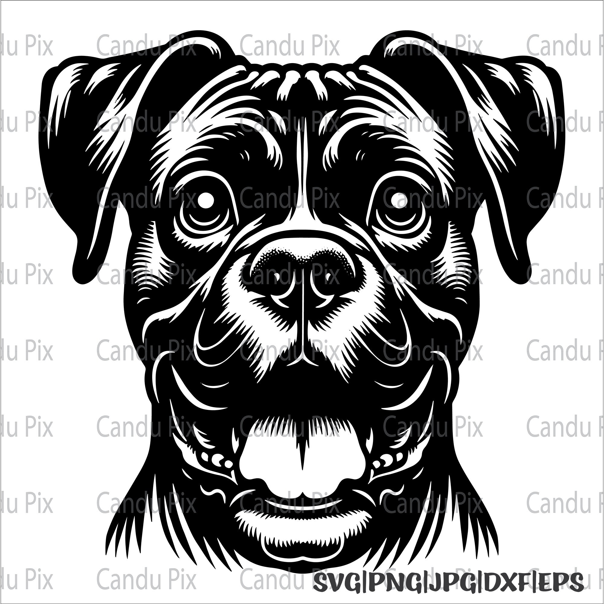 Boxer Dog Svg, Boxer Dog Png, Svg Png Dxf Eps Jpg, Black, 1 Layer Cut ...