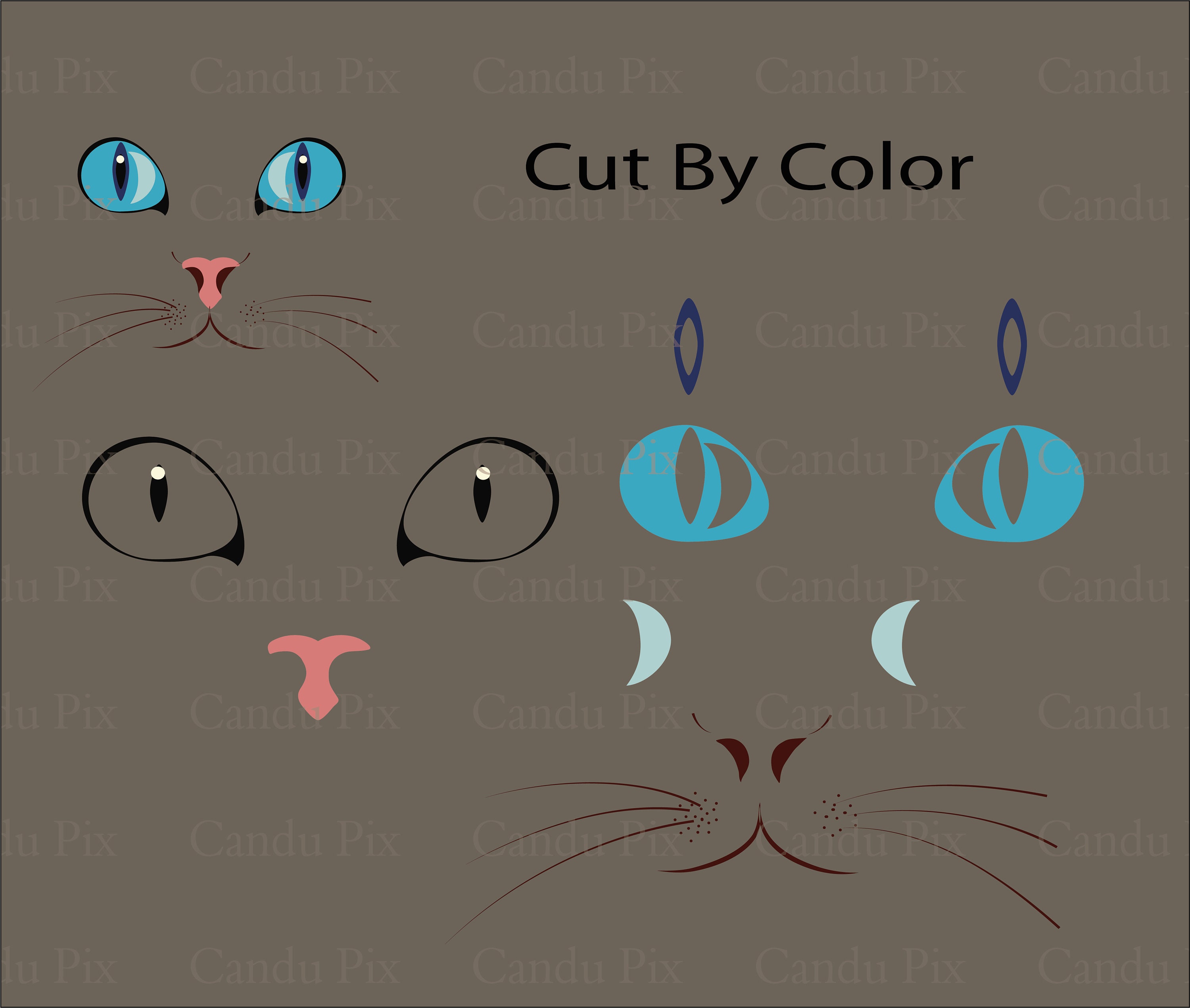Cat Face SVG & PNG, Eps, Dxf, Jpg, Vector Clipart Layer Cut by Color - Etsy