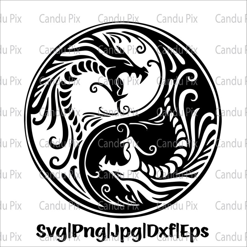 Yin Yang Svg Png Eps Jpg Dxf Chinese Yin Yang Svg Dragon - Etsy