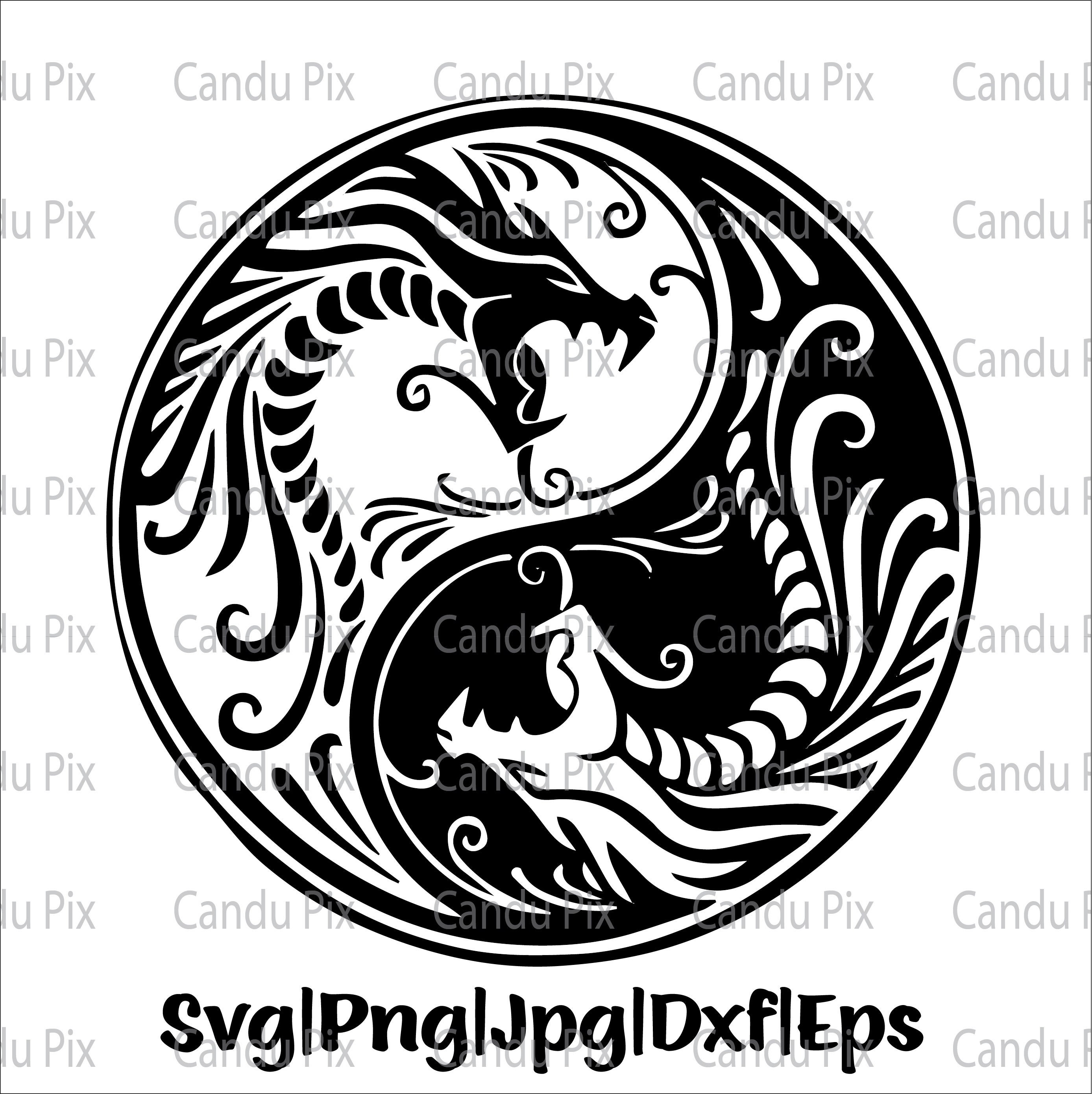 Yin Yang Svg Png Eps Jpg Dxf Chinese Yin Yang Svg Dragon - Etsy
