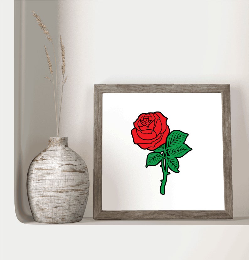 Red Rose Svg Red Rose Png Rose Decal Svg Rose Monogram Svg | Etsy
