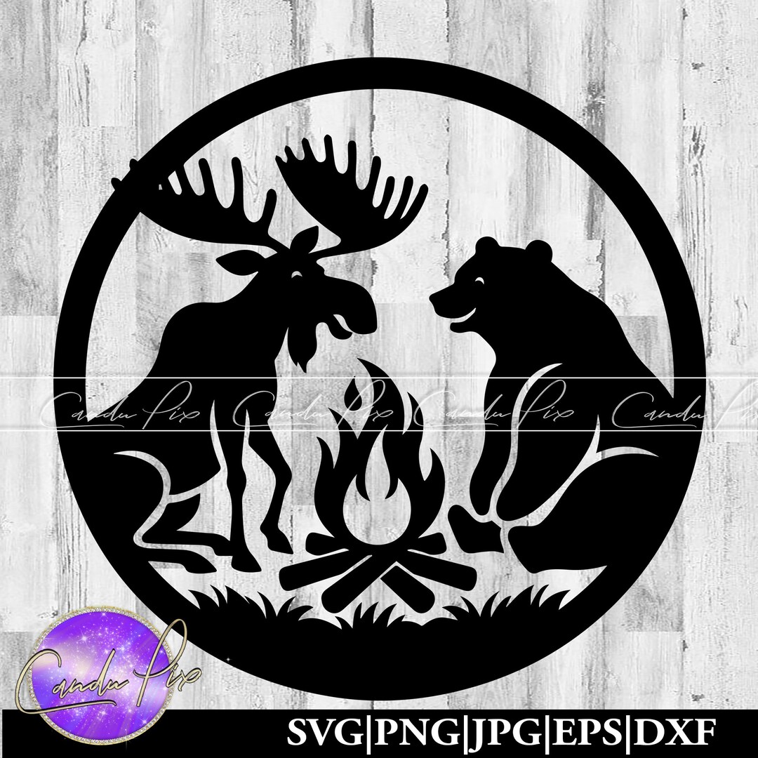 Moose and Bear Svg, Camping Svg, Moose and Bear Png, Camping Png, Moose ...