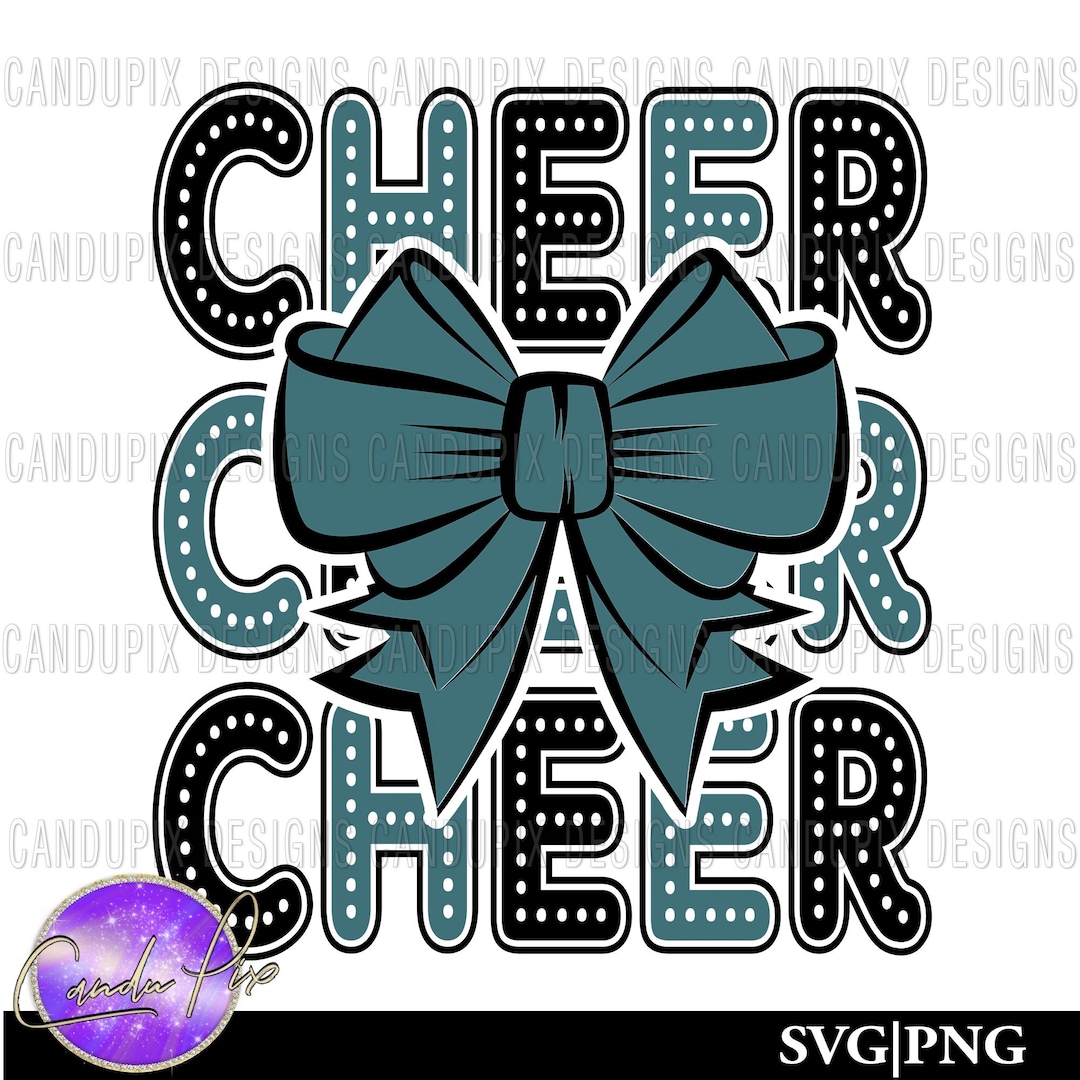 Cheer Teal Svg, Black Svg, Cheer Teal Png, Black Png, Cheer Coquette ...