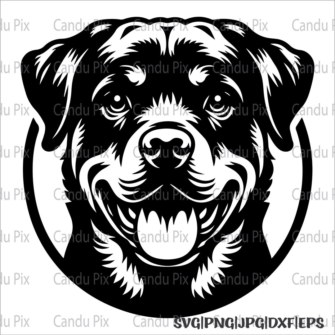 Rottweiler Smiling, Pet Dog, Svg Png Dxf Eps Jpg, Black, 1 Layer Cut ...