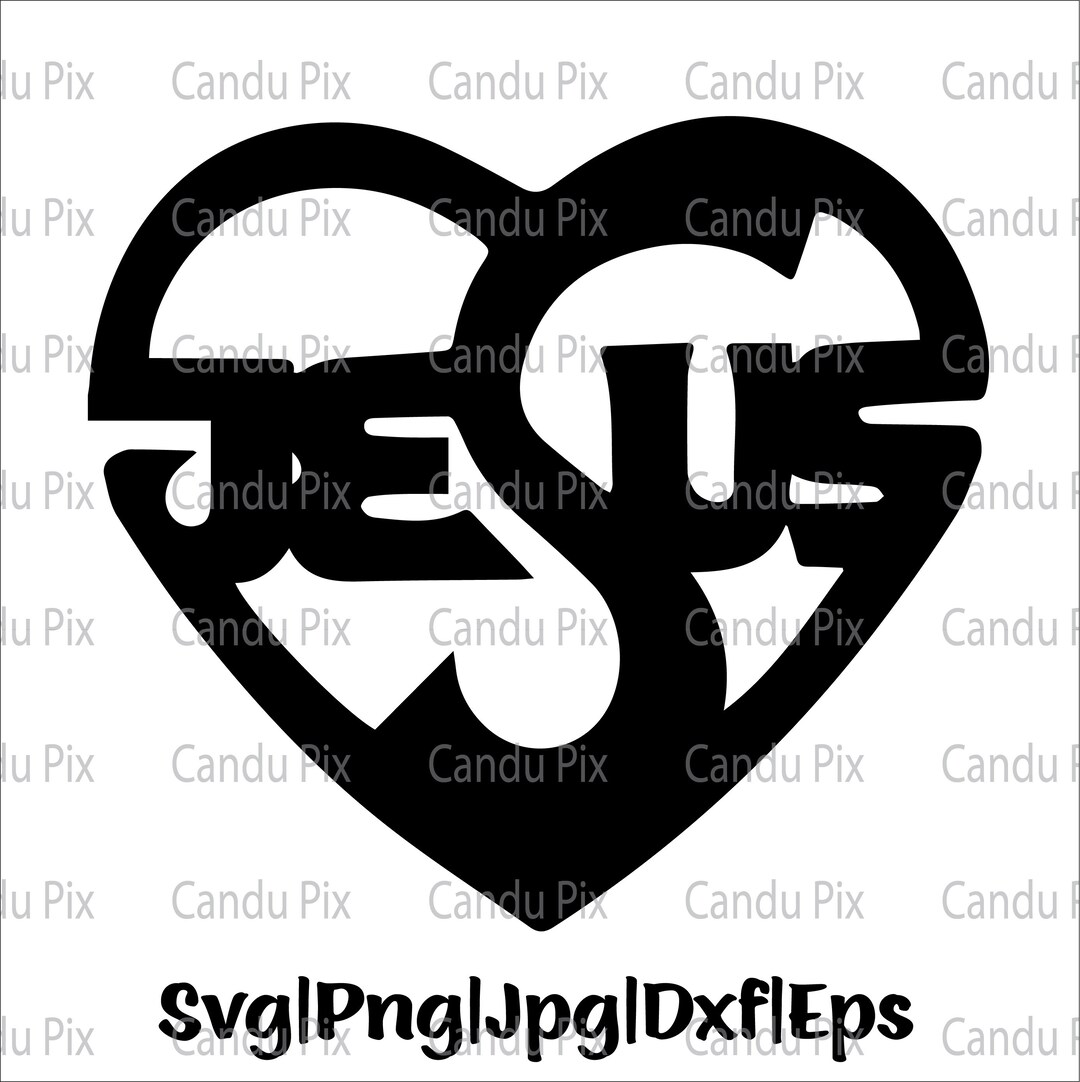 Heart Jesus Svg, Png, Eps, Dxf, Jpg, Vector Cute Heart Jesus Cut by ...