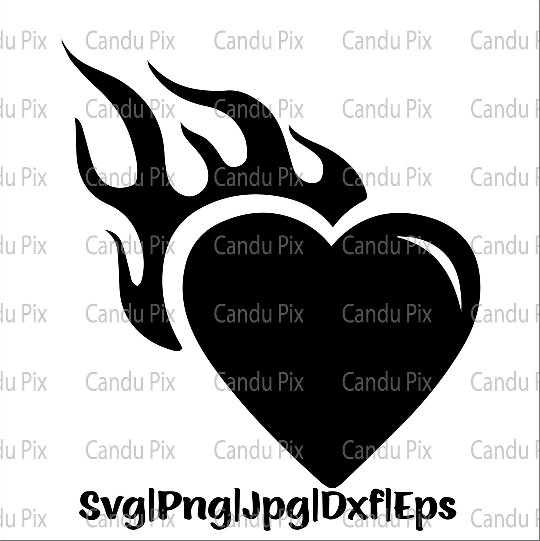 Fire Heart Love Svg, Png, Eps, Dxf, Jpg, Vector Cute Fire Heart Love ...