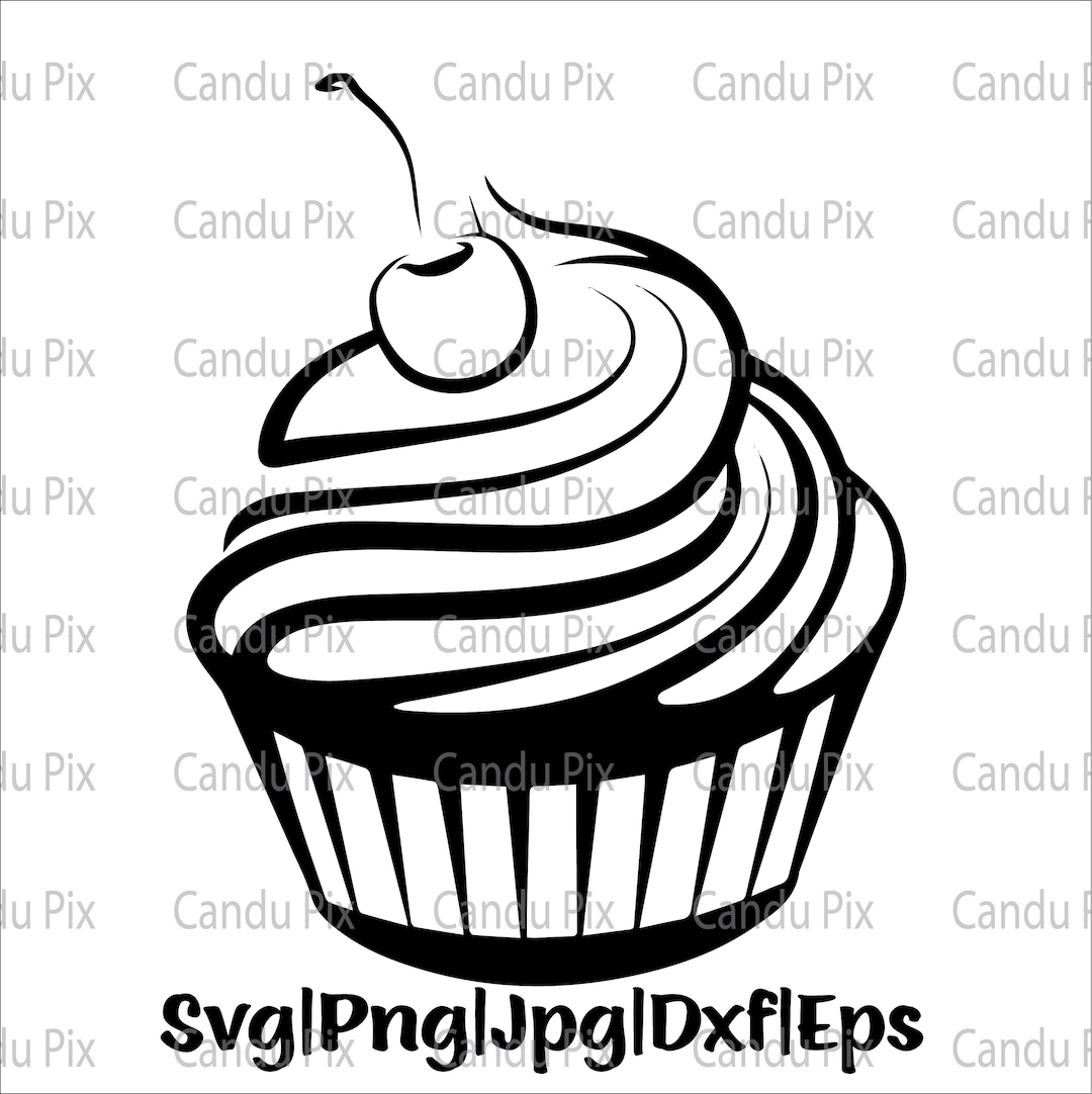 Cupcake Svg, Png, Eps, Dxf, Jpg, Vector Cute Cupcakes Cut by Color ...
