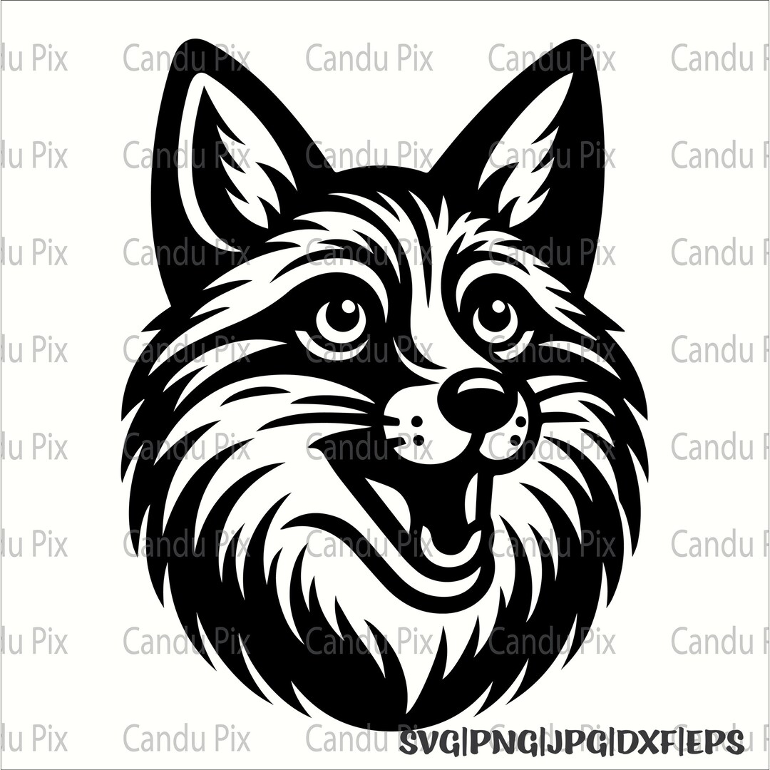Red Fox Head Svg, Red Fox Head Png, Svg Png Dxf Eps Jpg, Black, 1 Layer ...