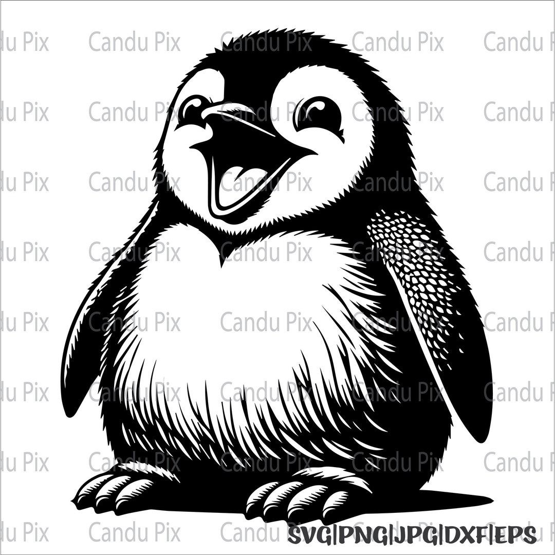 Penguin Svg,penguin Png, Svg Png Dxf Eps Jpg, Black, 1 Layer Cut File ...