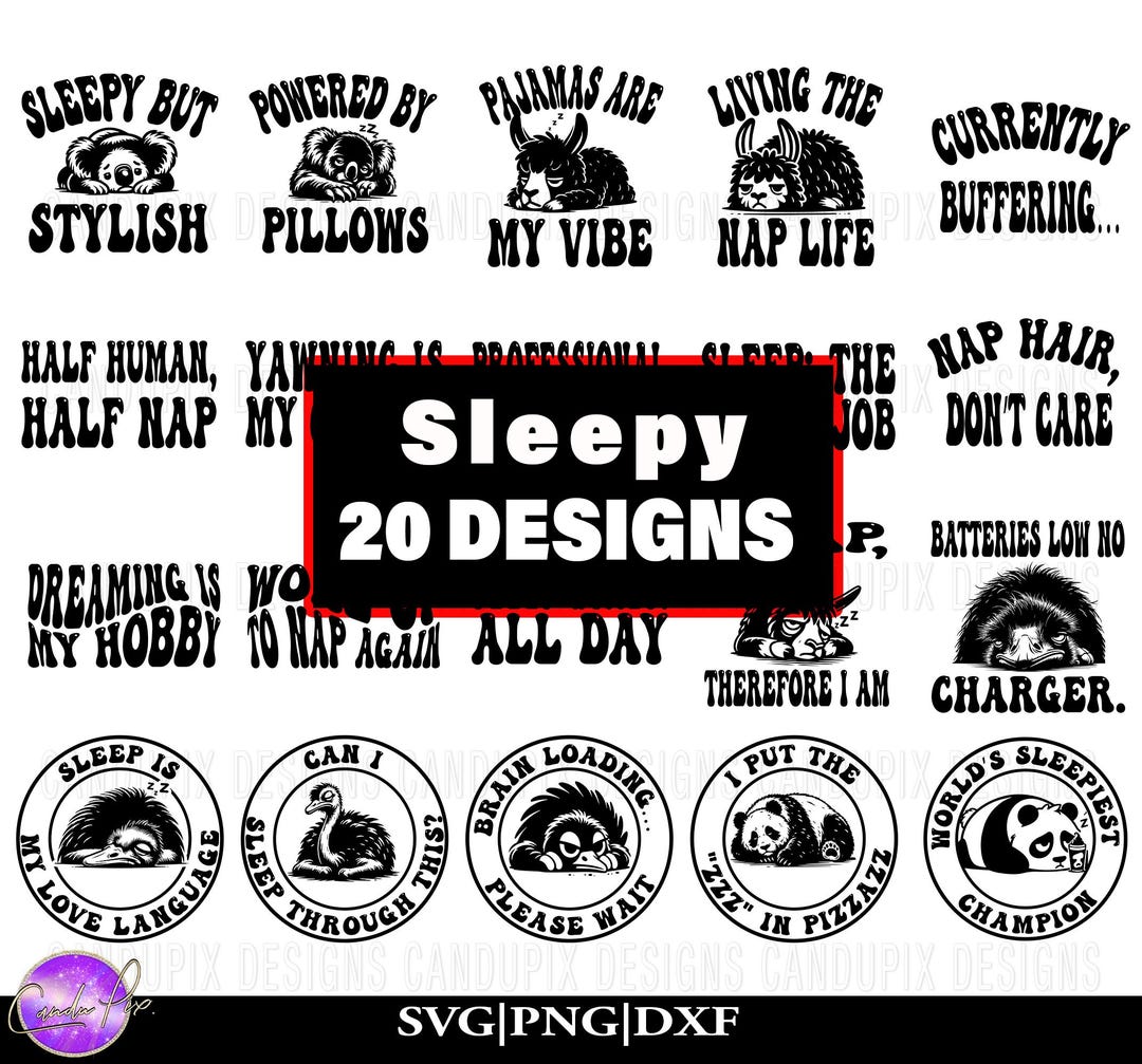 Sleepy Svg, Sleepy Png, Sleepy Dxf, Mega Bundle Set, Svg Png Dxf Files ...