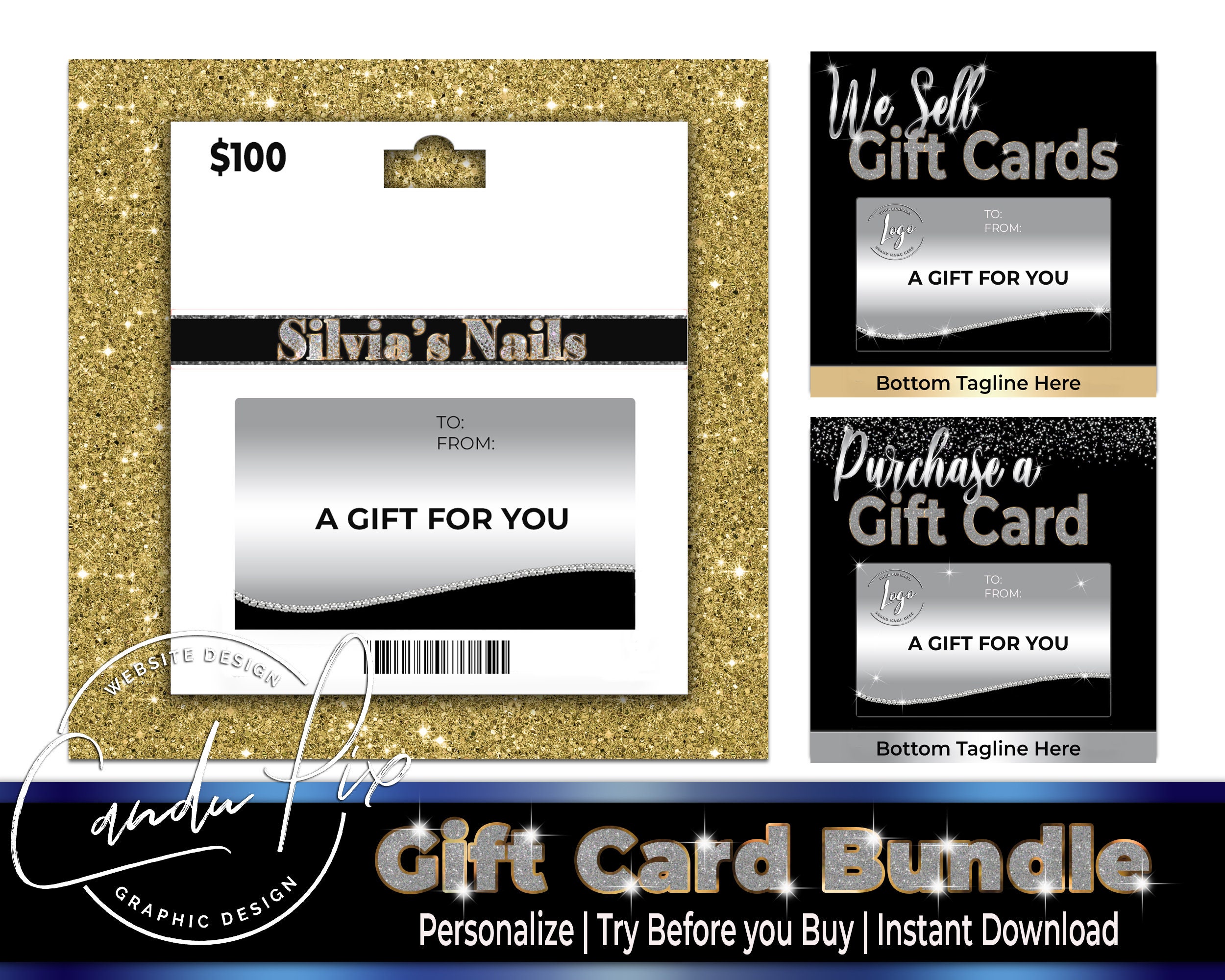 Gift Card Template Bundle Personalize custom to your Brand | Etsy