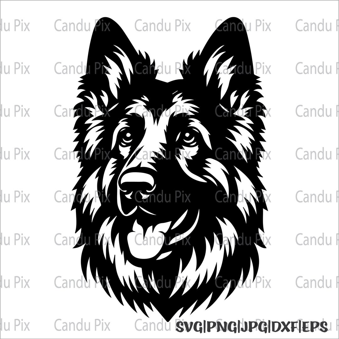 German Shepard, Pet Dog, Svg Png Dxf Eps Jpg, Black, 1 Layer Cut File ...