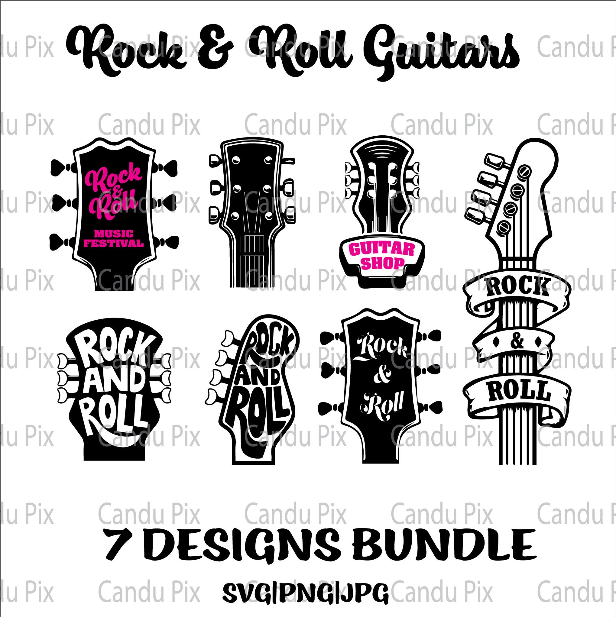 Rock Roll Guitars Design Bundle Svg Guitar Svg Rock Roll - Etsy
