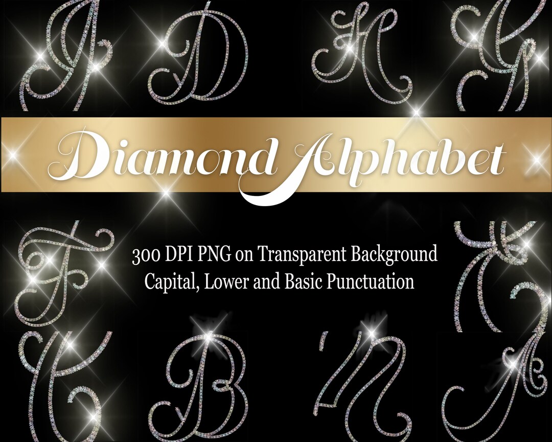 Diamond Glam Letters Alphabet Clipart, Font Clipart, Diamond Letters ...