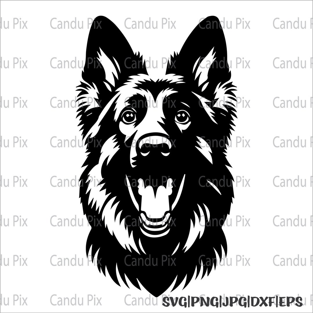 German Shepard, Pet Dog, Svg Png Dxf Eps Jpg, Black, 1 Layer Cut File ...
