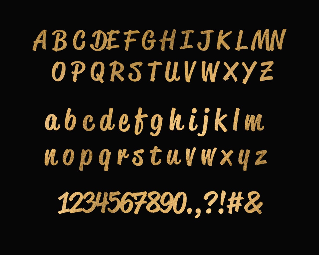 Gold Metallic Letters Alphabet Clipart Gold Font Clipart - Etsy