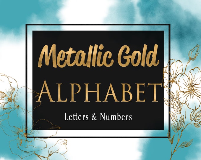Metallic Gold Letters and Numbers, Digital Clipart, Gold Letters ...