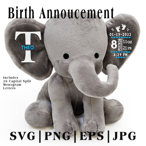 Birth Stats Elephant - Etsy