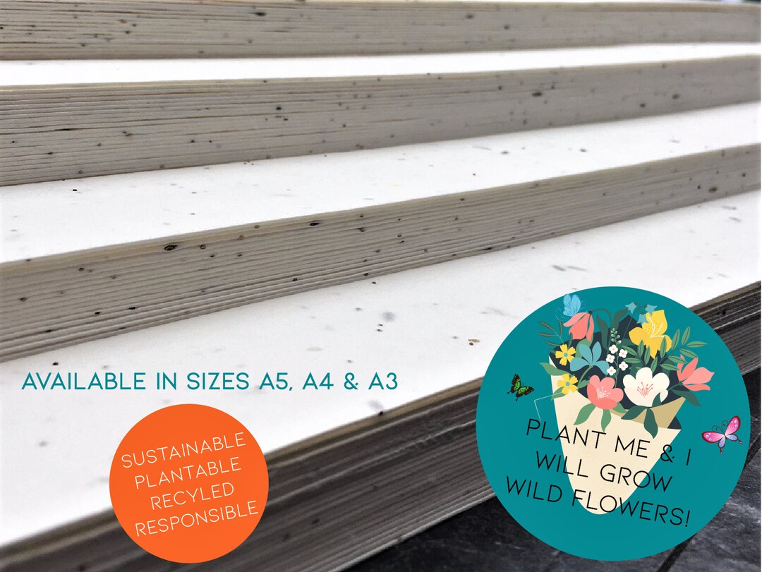 A5, A4, A3 225gsm Plantable Seed Paper - Sustainable, Biodegradable ...