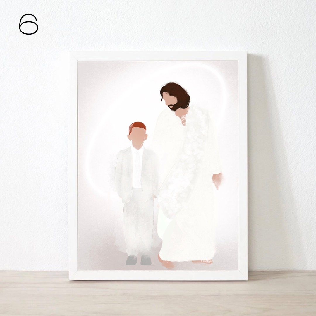 Boys Baptism LDS Art Print Minimalist Home Decor Painting of - Etsy