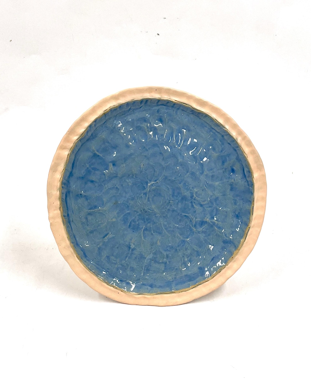 A Peach and Blue Plate You Want to Touch and Hold, Handbuilt, Coil ...