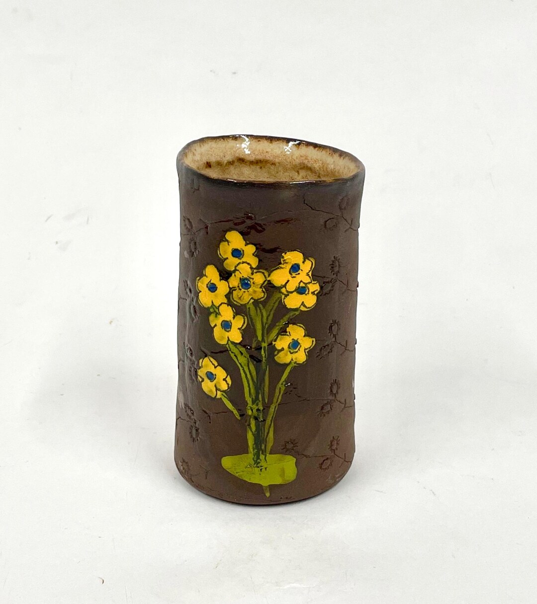 Floral Home, Slab Built Cup, Lace Pattern, Flower Texture, Painted ...