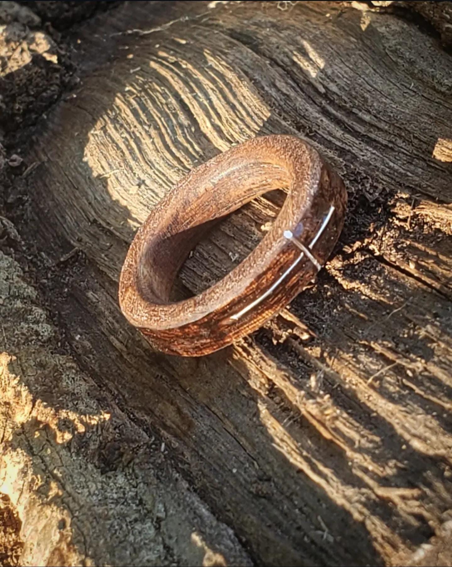 Hand Carved Hardwood Ring With Metal Cross Inlay - Etsy