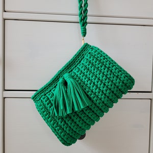 Green Handmade Bag, Elegant Knit Purse, Designer Bag, Shoulder Bag ...