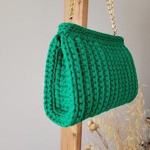 Green Handmade Bag, Elegant Knit Purse, Designer Bag, Shoulder Bag ...