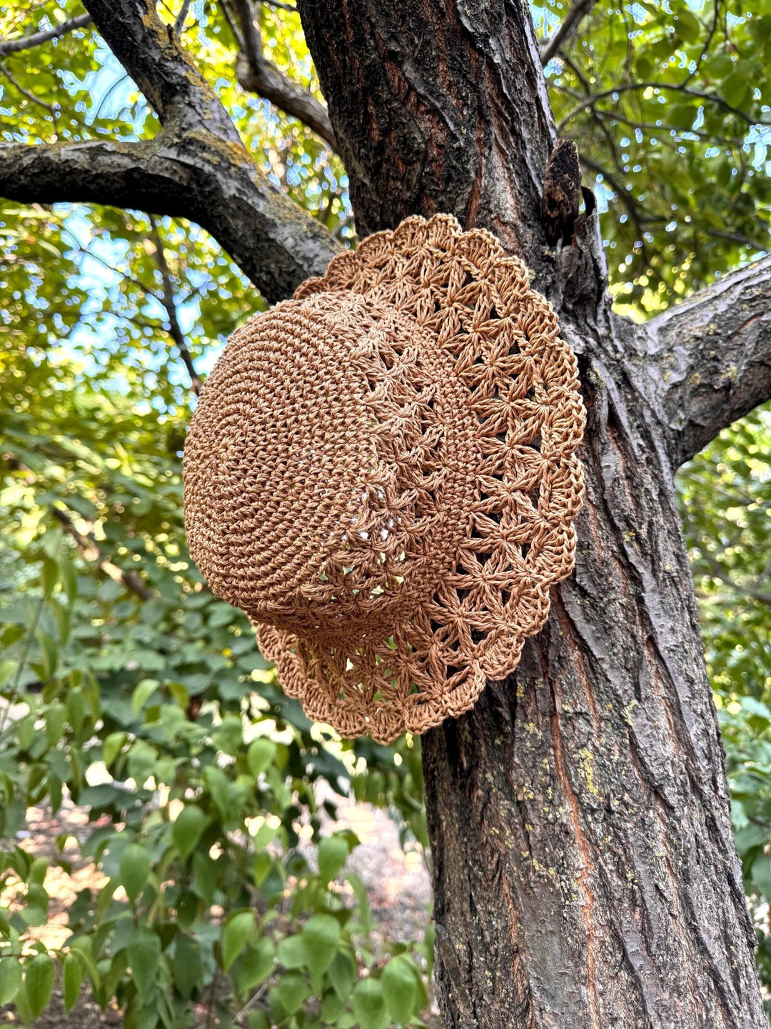 Crochet Raffia Bucket Hat: Foldable Sun Straw Boater, Women's Walking ...