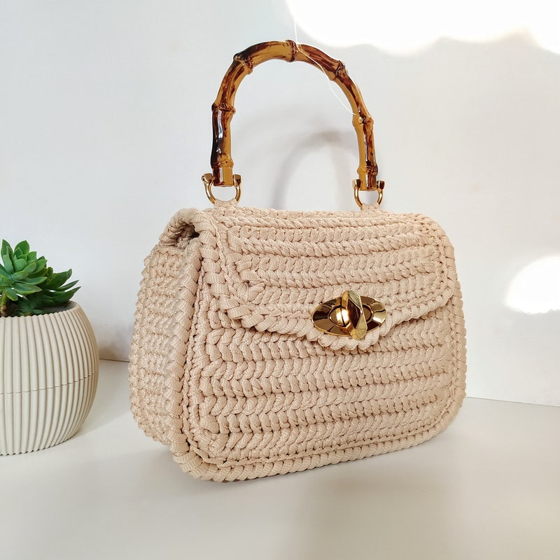 Bamboo Handle Bag - Etsy