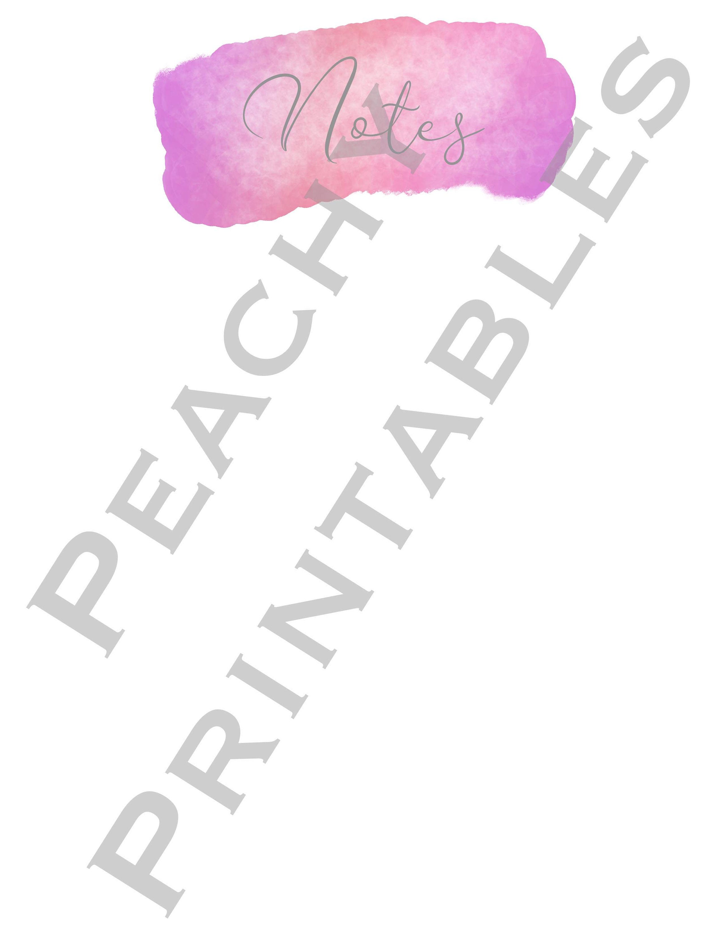 Watercolour Notes Printable - Etsy