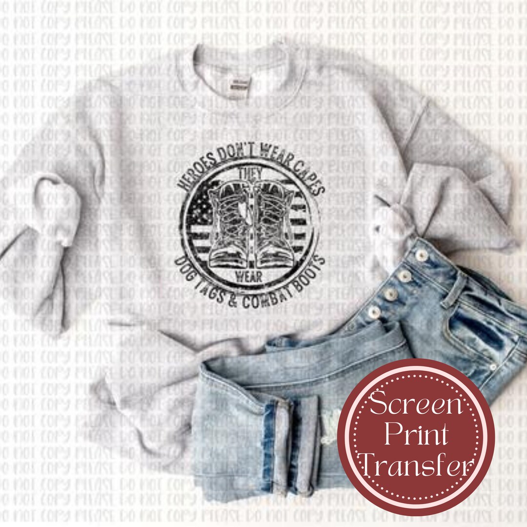 Military Boot Screen Print Heat Transfer for Guys Custom DTF Transfers ...