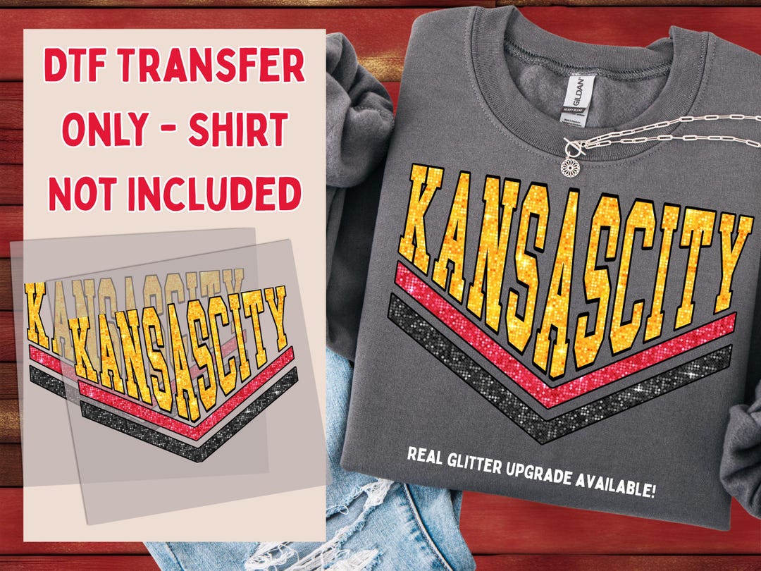 Kansas City Faux Glitter Chevron Heat Press Transfer | Sparkle KC Shirt ...