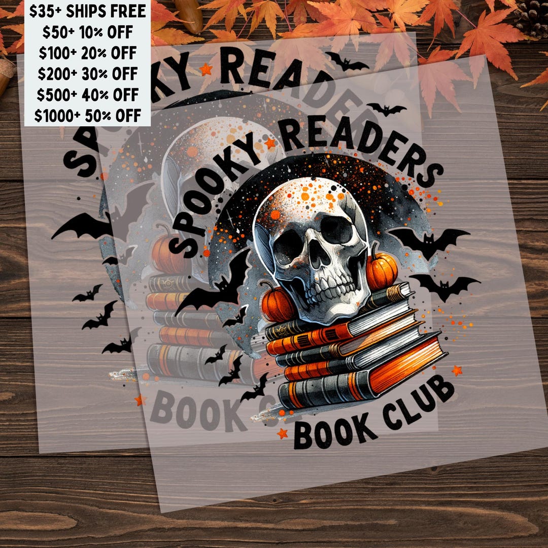 Spooky Readers Book Club DTF Transfer - Ready to Press Halloween Design ...
