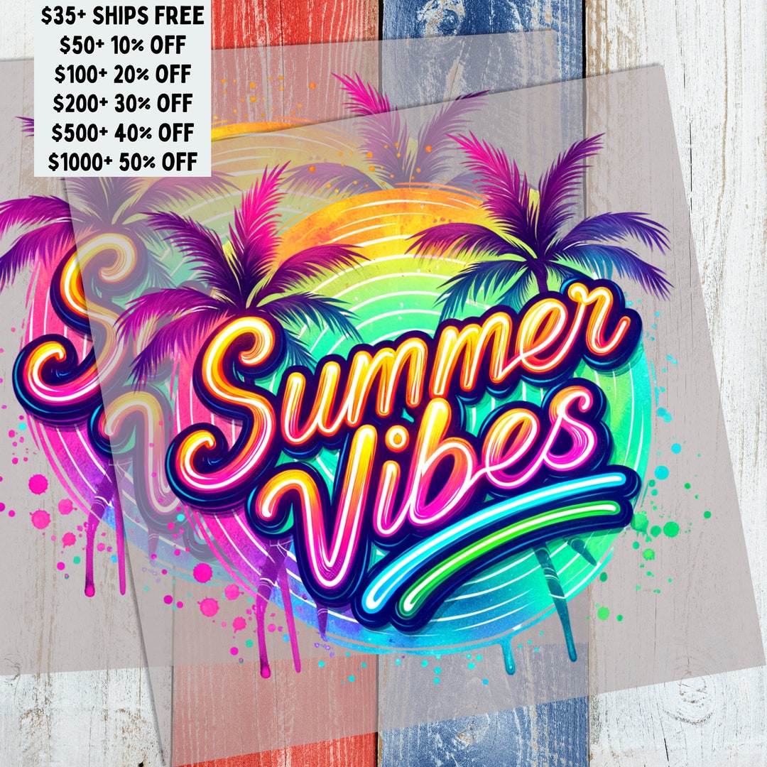 Full Neon Colors DTF Transfer - Perfect for Summer Vibes Apparel - Gang ...