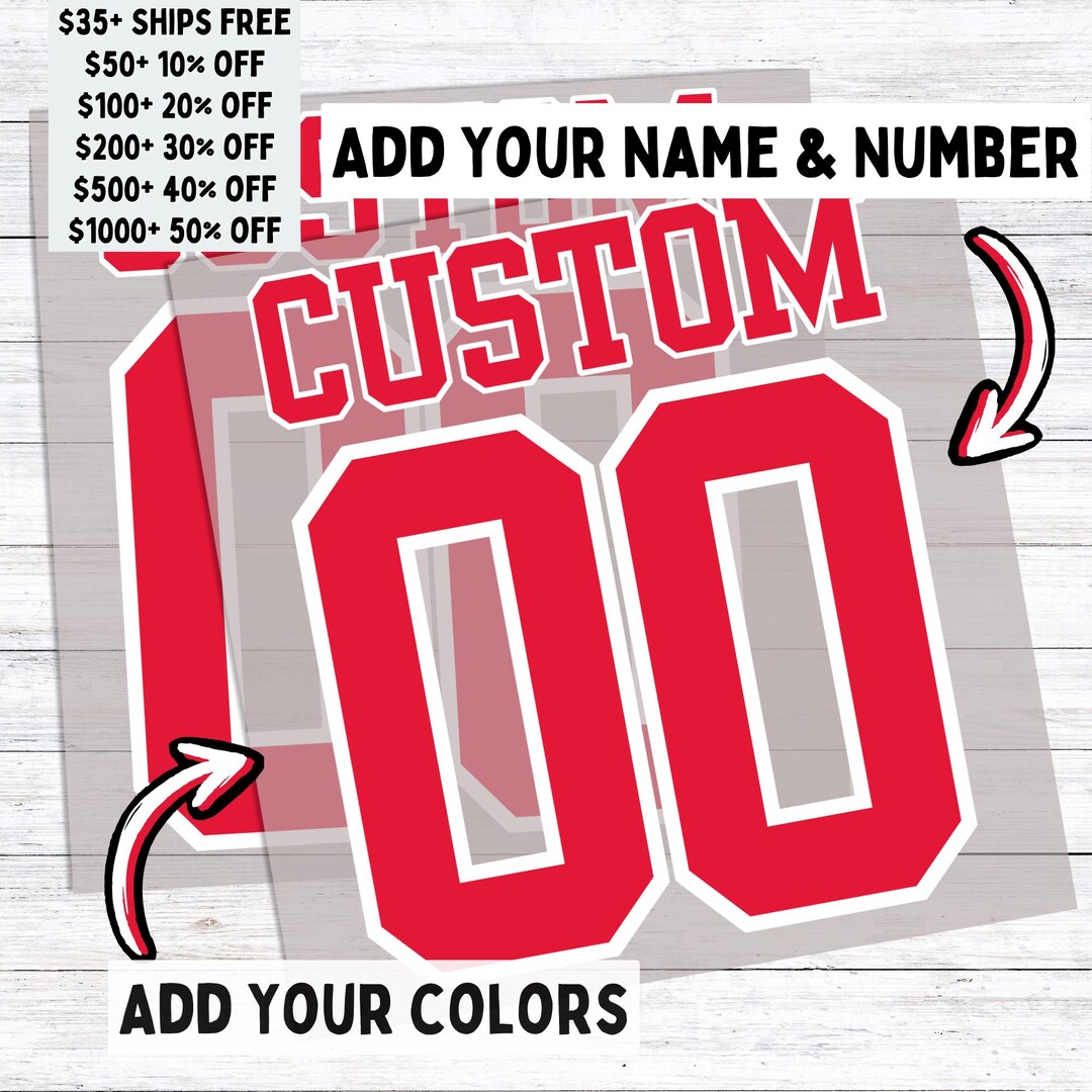 Custom Super Bowl Football Jersey Numbers DTF Gang Sheet Set Heat Press ...