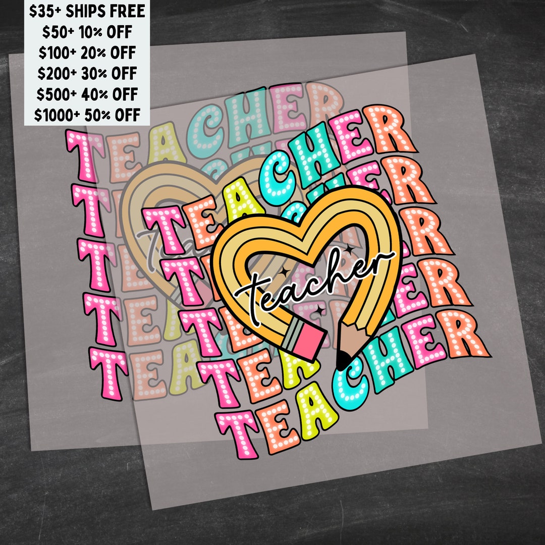 Vintage Full Color Heat Press Transfer Set With Trendy Pencil Design ...