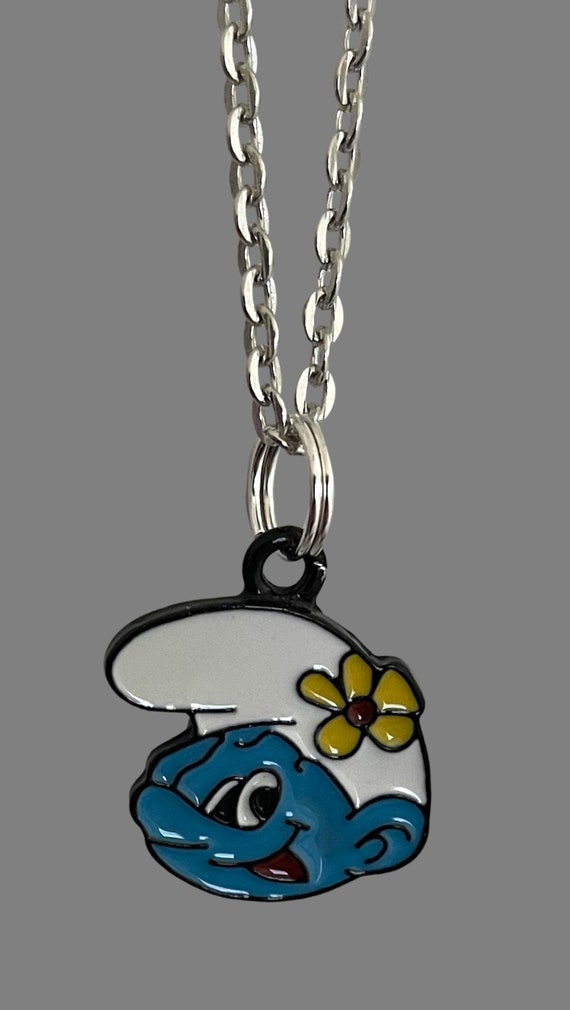 Smurf Necklace Smurfs Cartoon Charm Pendant - Etsy