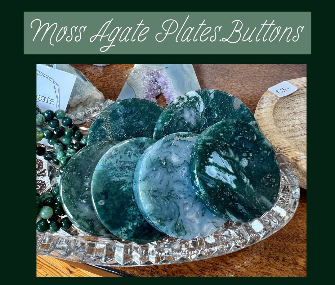 MOSS AGATE BUTTONS, Pagan, Moon Magic, Wicca, Crystals, Gemstone, Yule ...