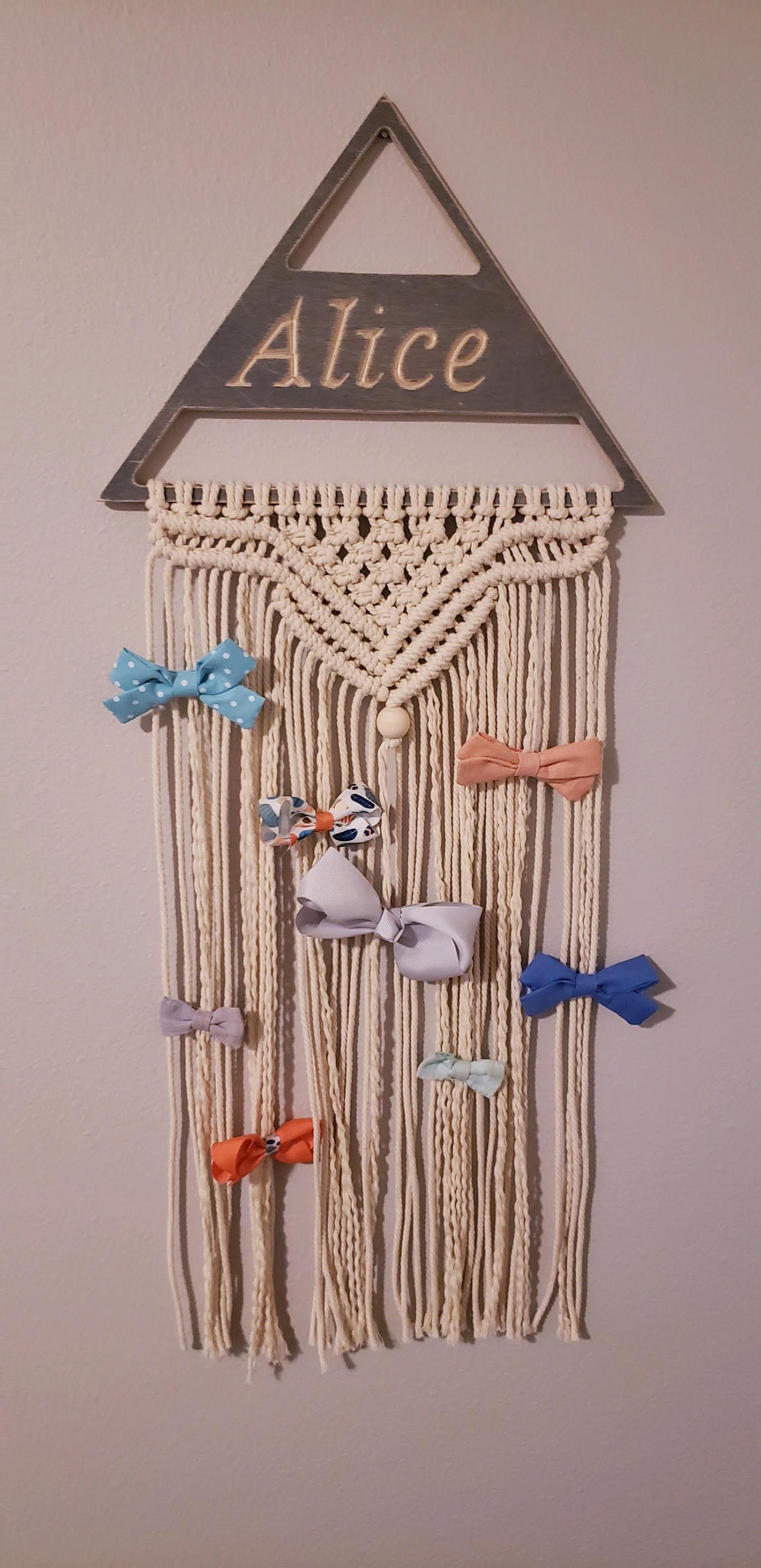 Custom Wood Name, Macrame Wall Hanging, Hair Bow Holder, Nursery ...