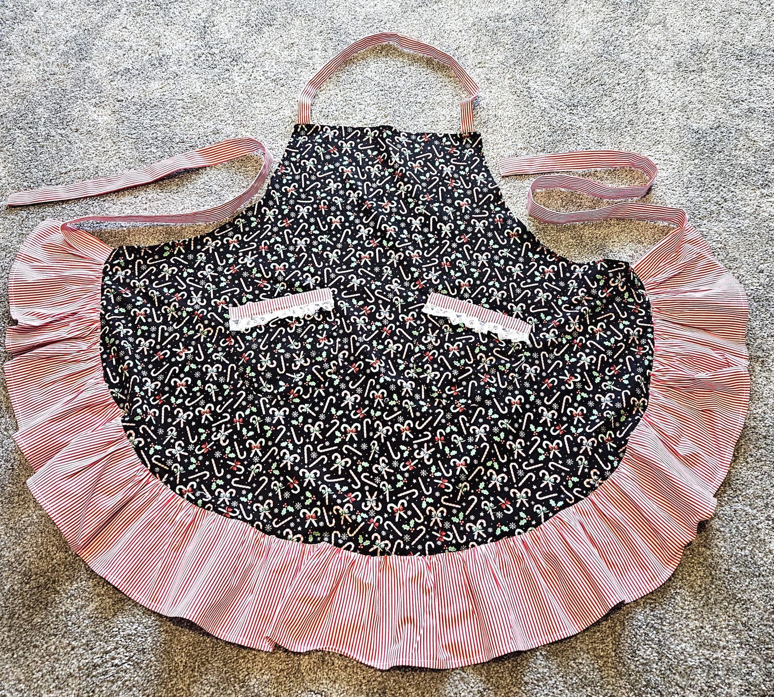 Christmas Candy Cane Apron Full Hostess Cooking Chef Holiday Theme - Etsy