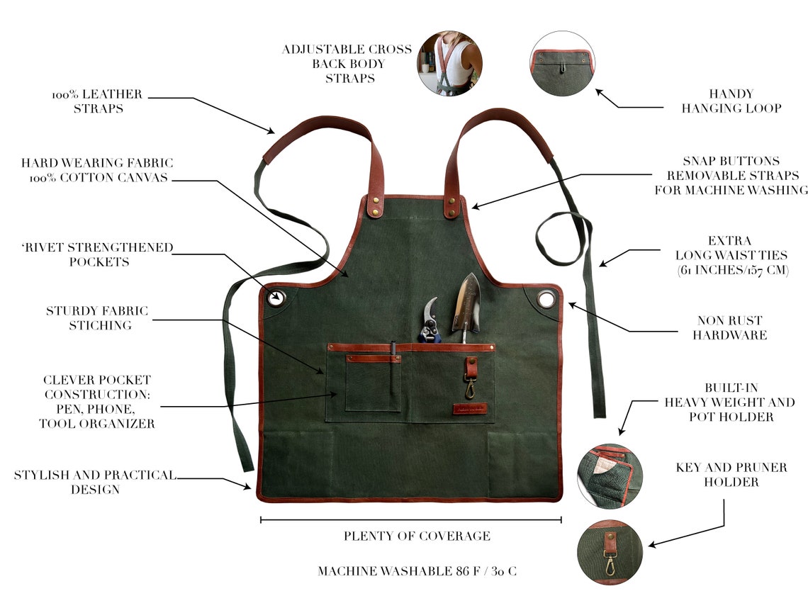 Garden Apron for Women Men Gardening Apron With Pockets - Etsy
