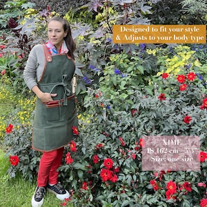 Garden Apron for Women Men, Gardening Apron With Pockets Adjustable Leather Straps Canvas ...