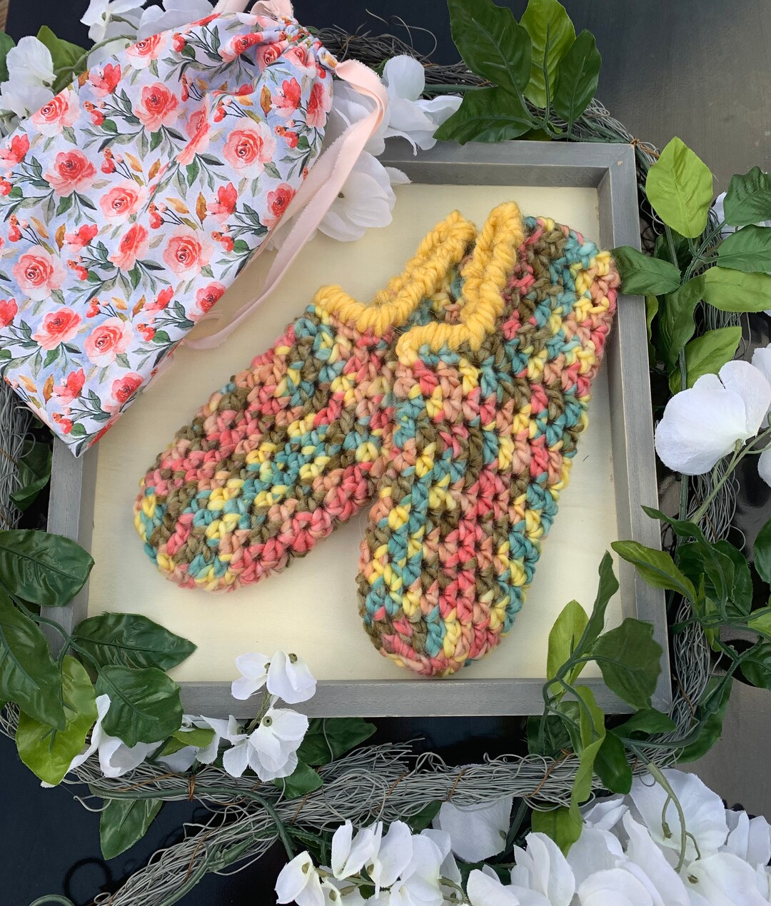 Crochet Slippers Spring Pastel Multi - Etsy