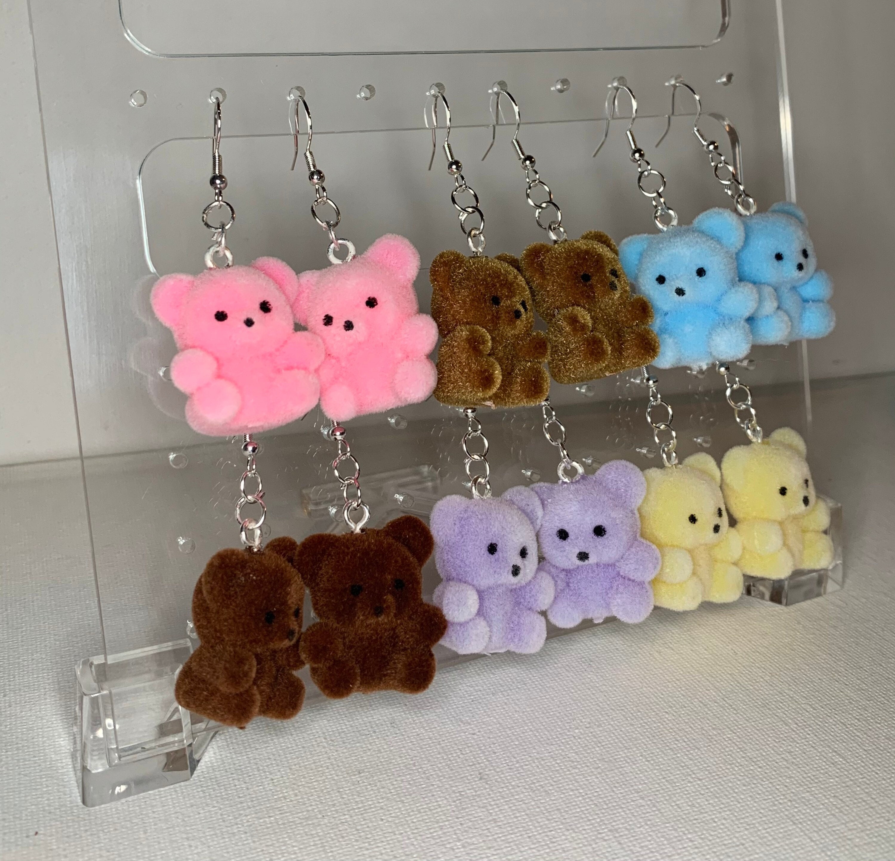 Fuzzy Teddy Bear Earrings - Etsy
