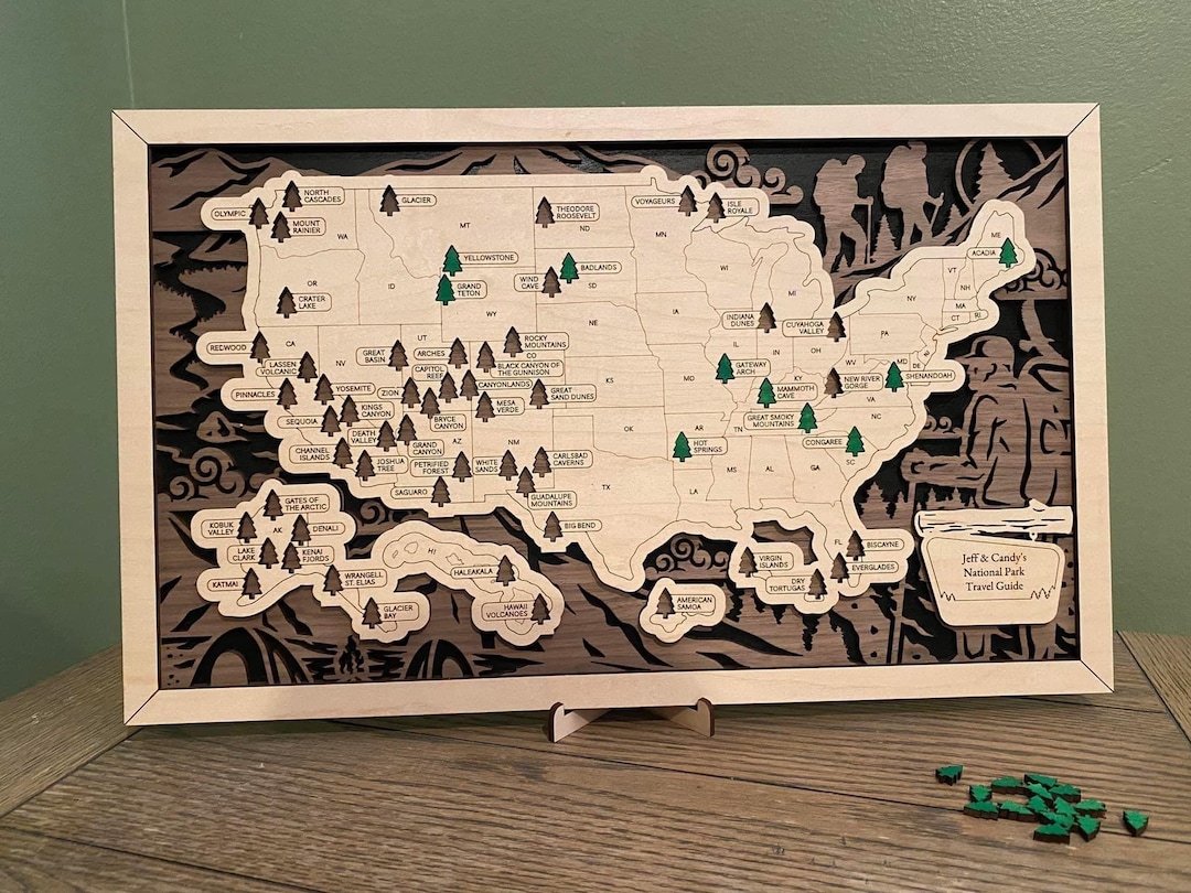 Handcrafted Wooden National Park Map: Perfect Decor Piece for Outdoor ...