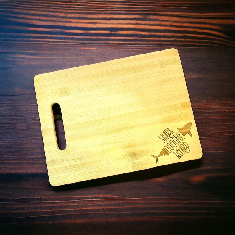 Funny Engraved Bamboo Cutting Board With Shark Coochie Design - Quirky ...